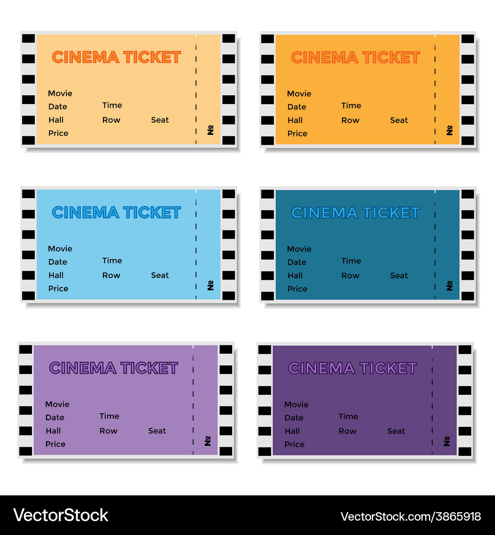 Set of colored cinema ticket Royalty Free Vector Image