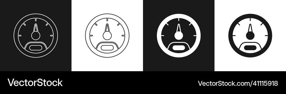 Set speedometer icon isolated on black and white Vector Image