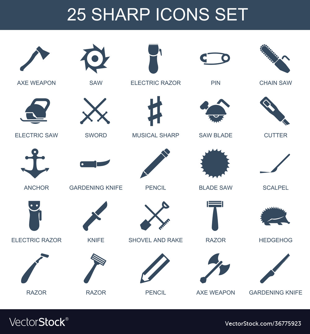 25 sharp icons Royalty Free Vector Image - VectorStock