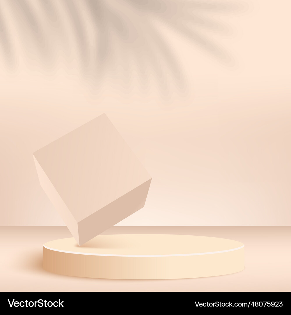 Abstract background with cream color geometric 3d Vector Image