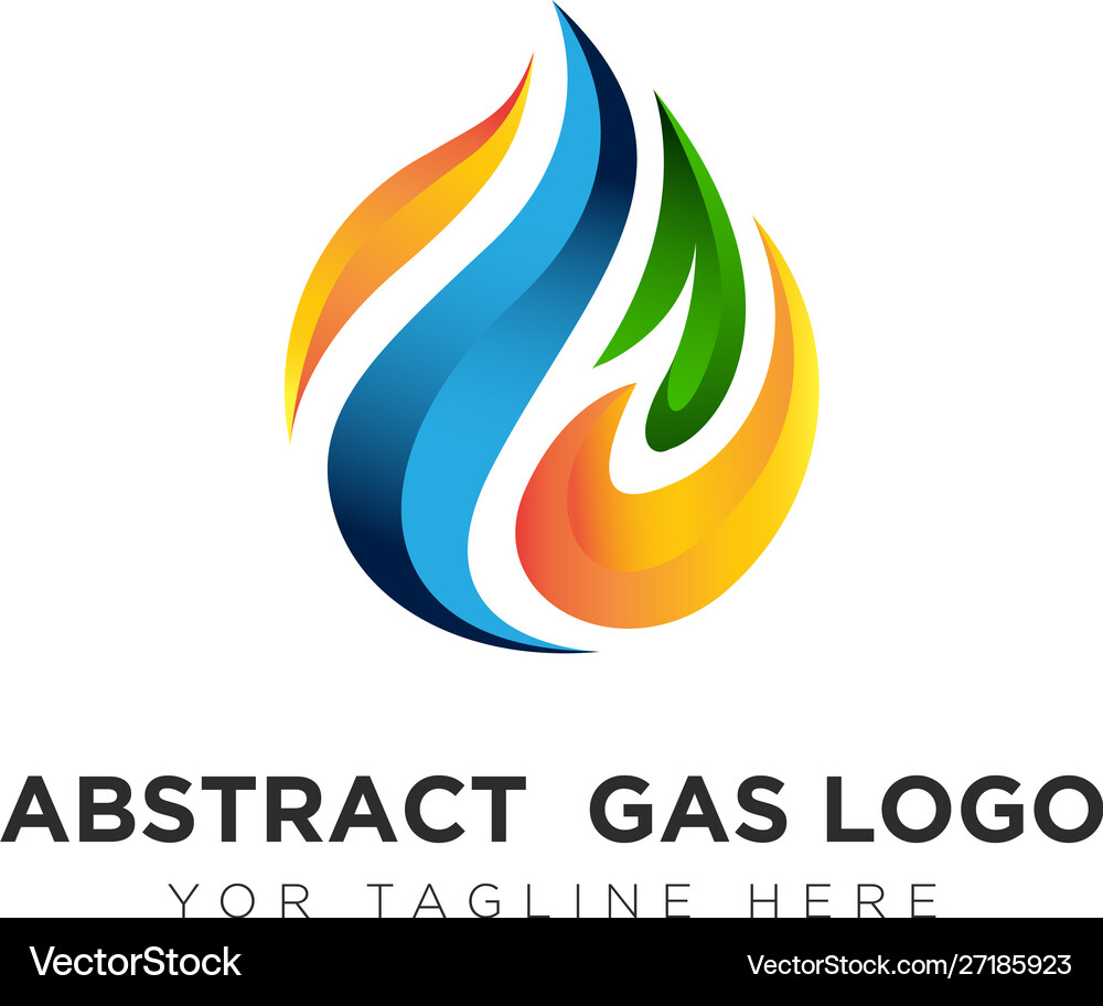 Abstract gas logo design with leaf and flame Vector Image