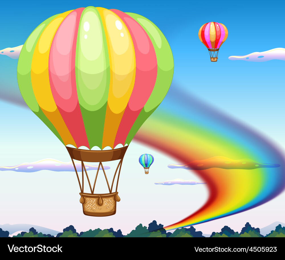 Balloons and rainbow Royalty Free Vector Image