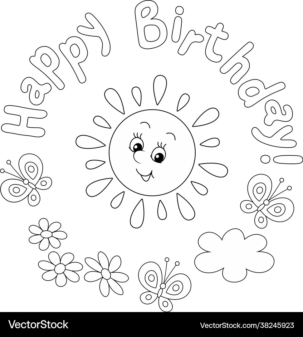 Birthday card with a smiling sun Royalty Free Vector Image