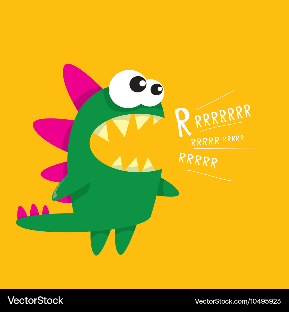 Cartoon funny dragon dinosaur Royalty Free Vector Image