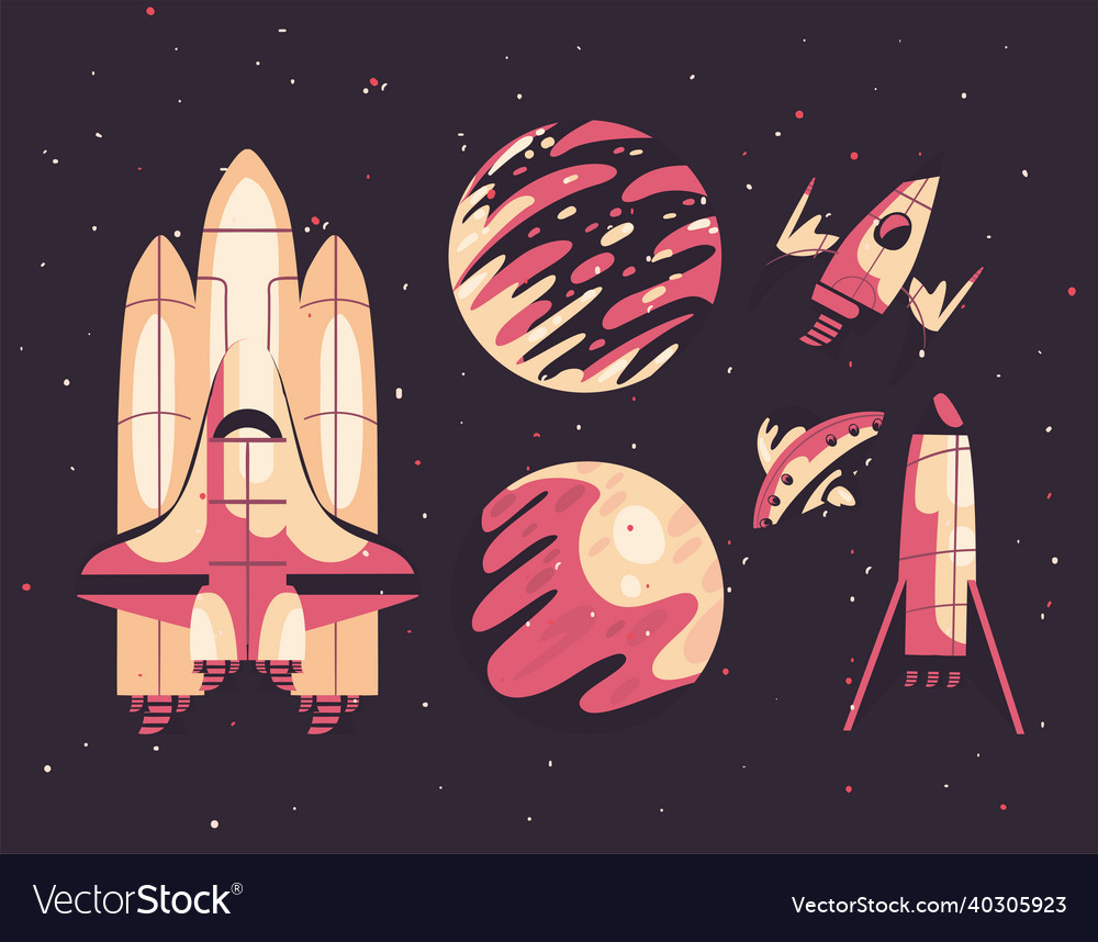 Five space items Royalty Free Vector Image - VectorStock