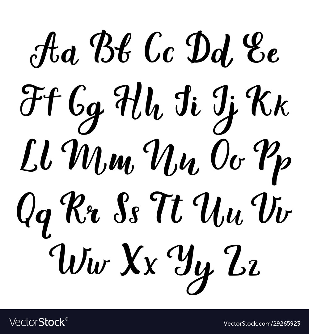 Hand Lettering Calligraphic Alphabet Script Vector Image