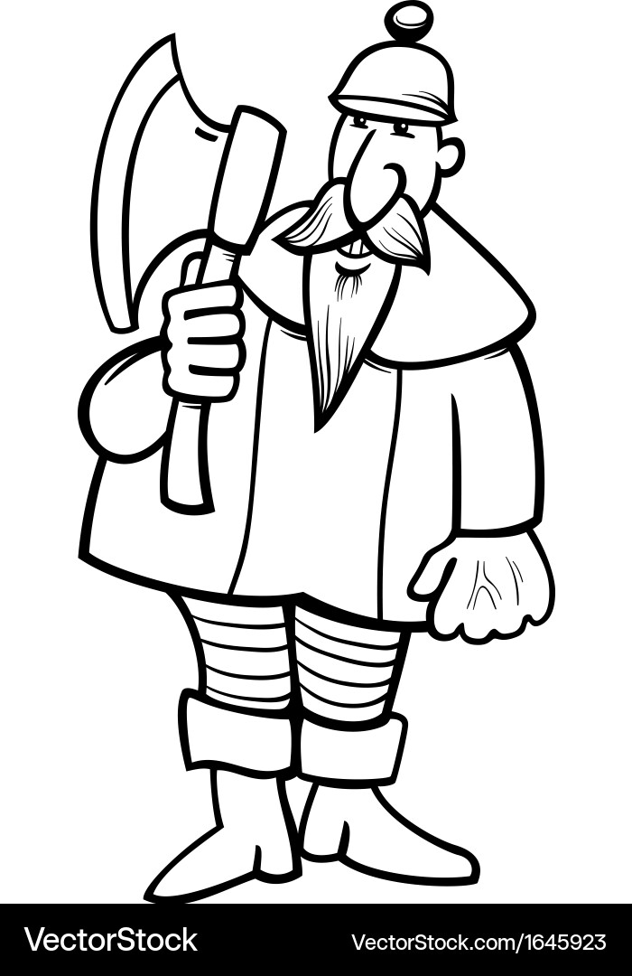 Knight with axe cartoon coloring page Royalty Free Vector