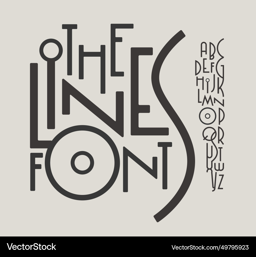 Lines font sleek modern alphabet unique line Vector Image