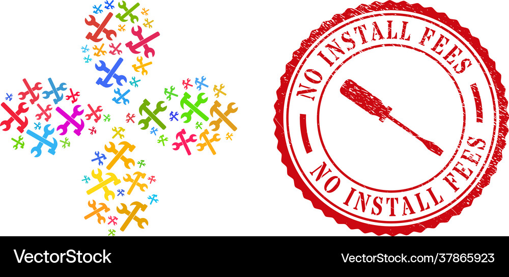 No install fees scratched rubber imprint Vector Image