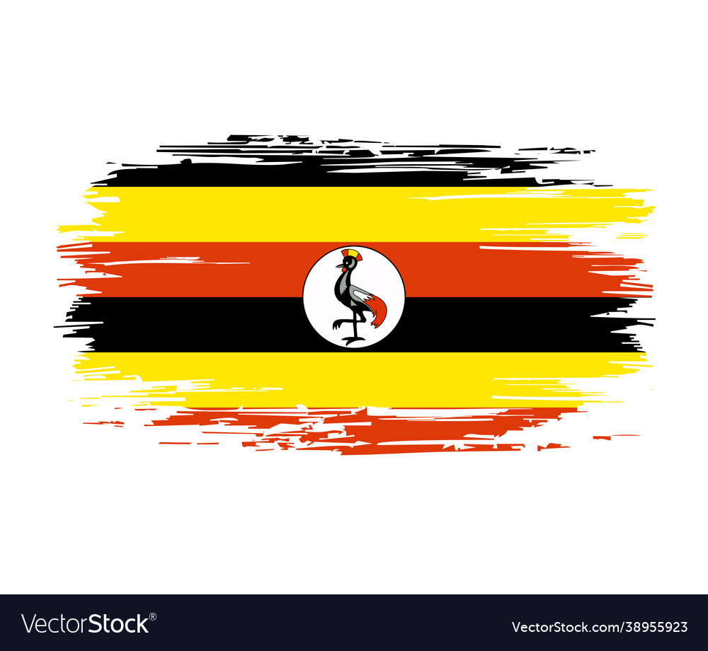 Ugandan flag brush grunge background Royalty Free Vector