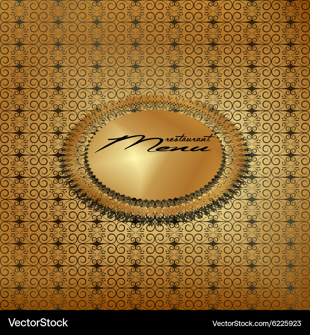 Vintage menu cover gold 3 Royalty Free Vector Image