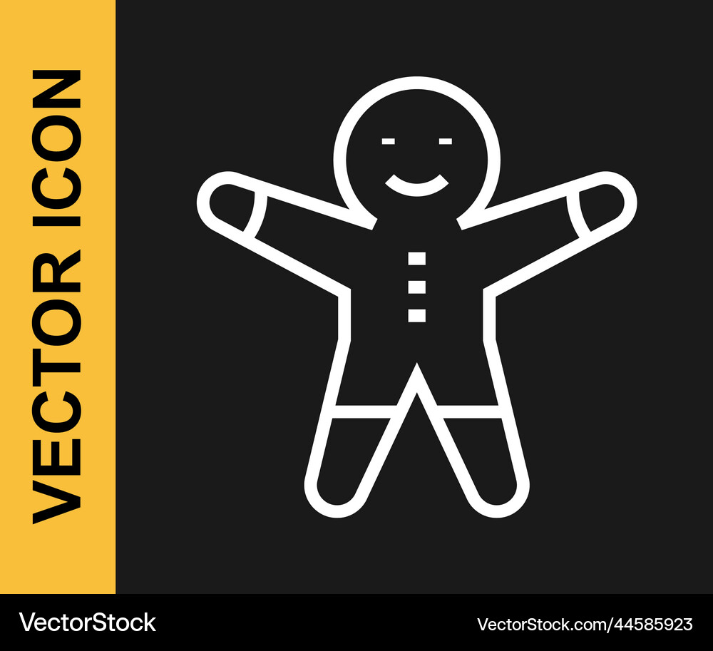 White line holiday gingerbread man cookie icon Vector Image