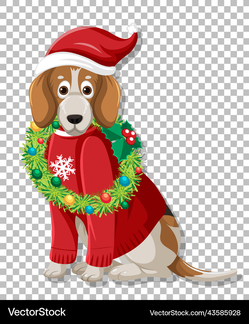 A dog wearing christmas hat Royalty Free Vector Image