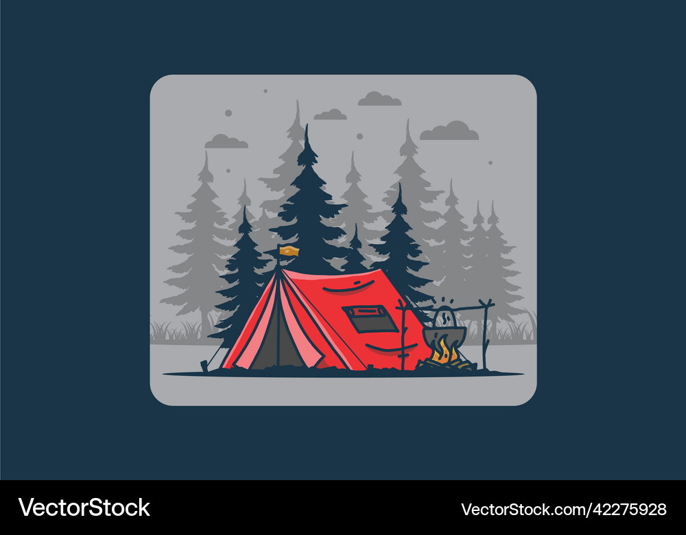 Camping and cooking in nature Royalty Free Vector Image