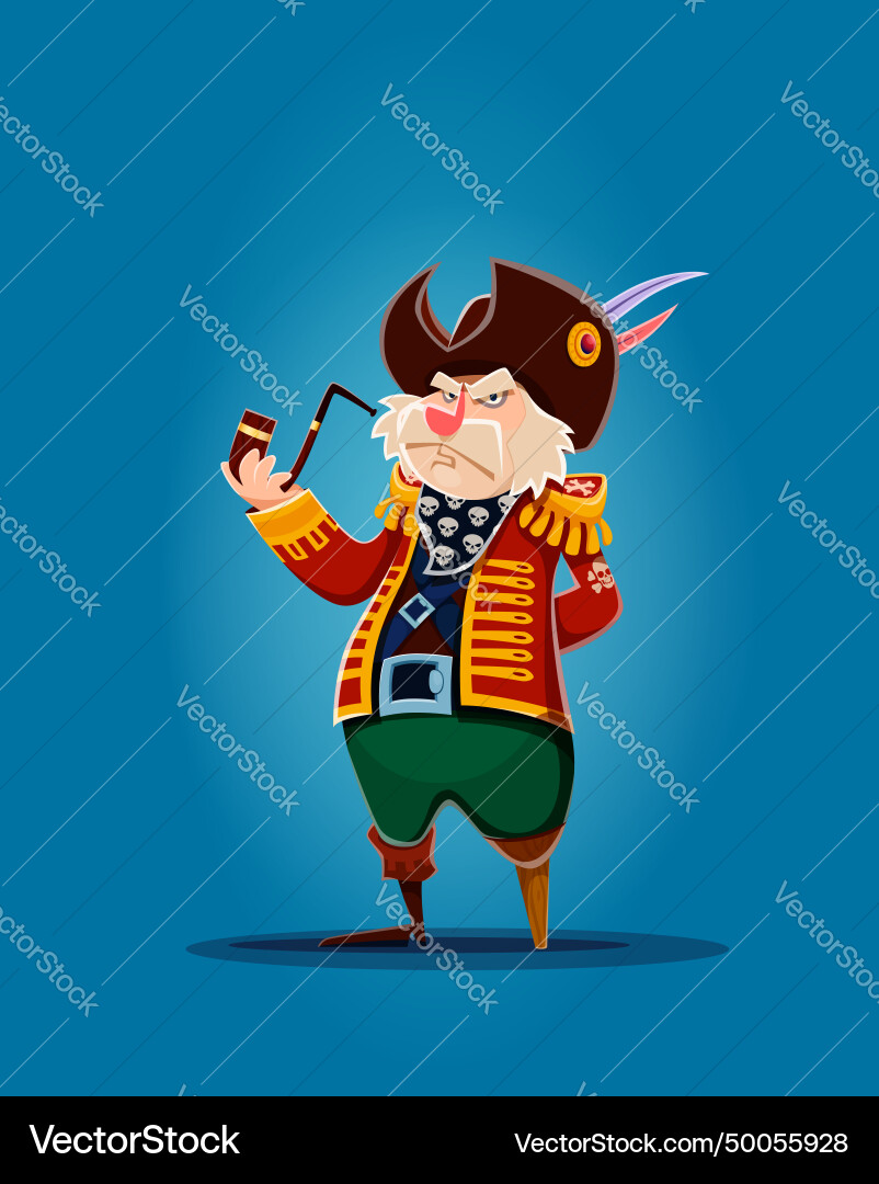 Cartoon one legged pirate with smoking pipe Vector Image