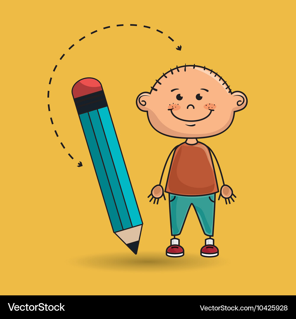Child cartoon pencil icon Royalty Free Vector Image