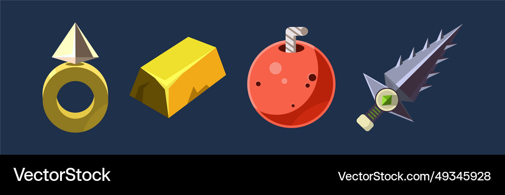 Fantasy weapon as game asset and icon set Vector Image