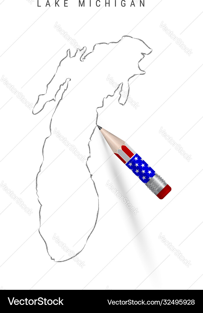 Lake michigan pencil sketch Royalty Free Vector Image