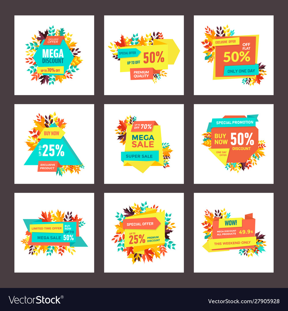 Pack discount logos Royalty Free Vector Image - VectorStock
