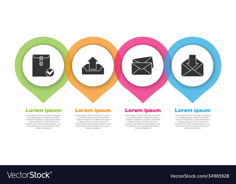 Set envelope and check mark upload inbox Vector Image Set envelope and check mark upload inbox Vector Image