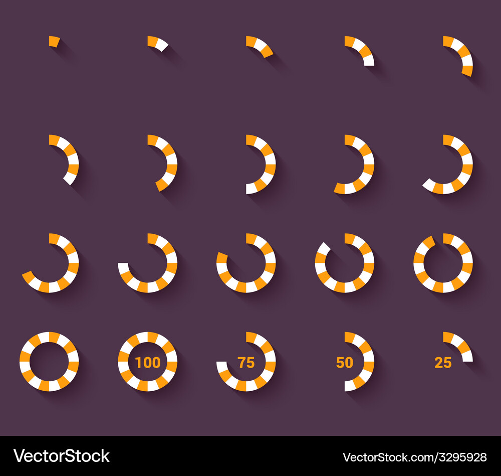 Set of brightly colored pie charts Royalty Free Vector Image