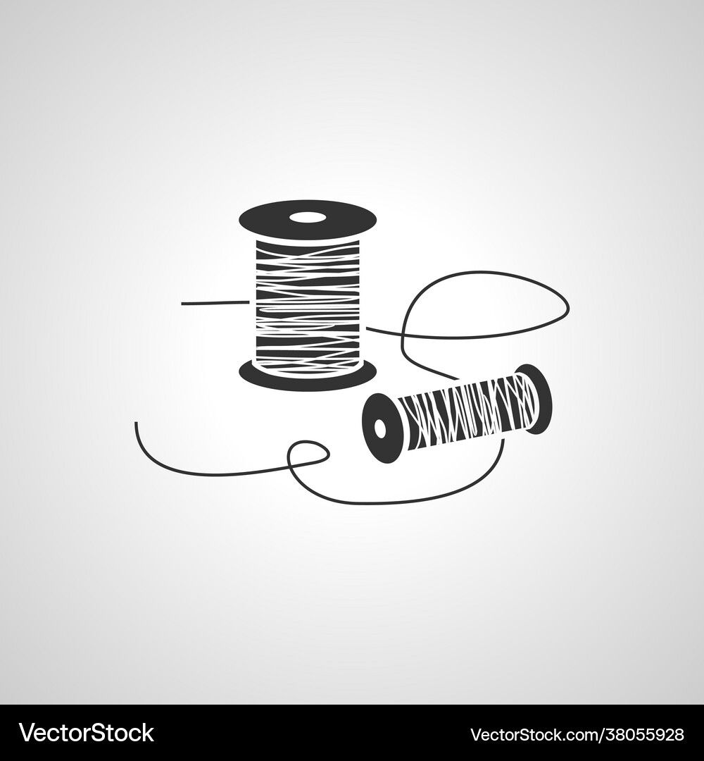 Spool with needle isolated icon Royalty Free Vector Image