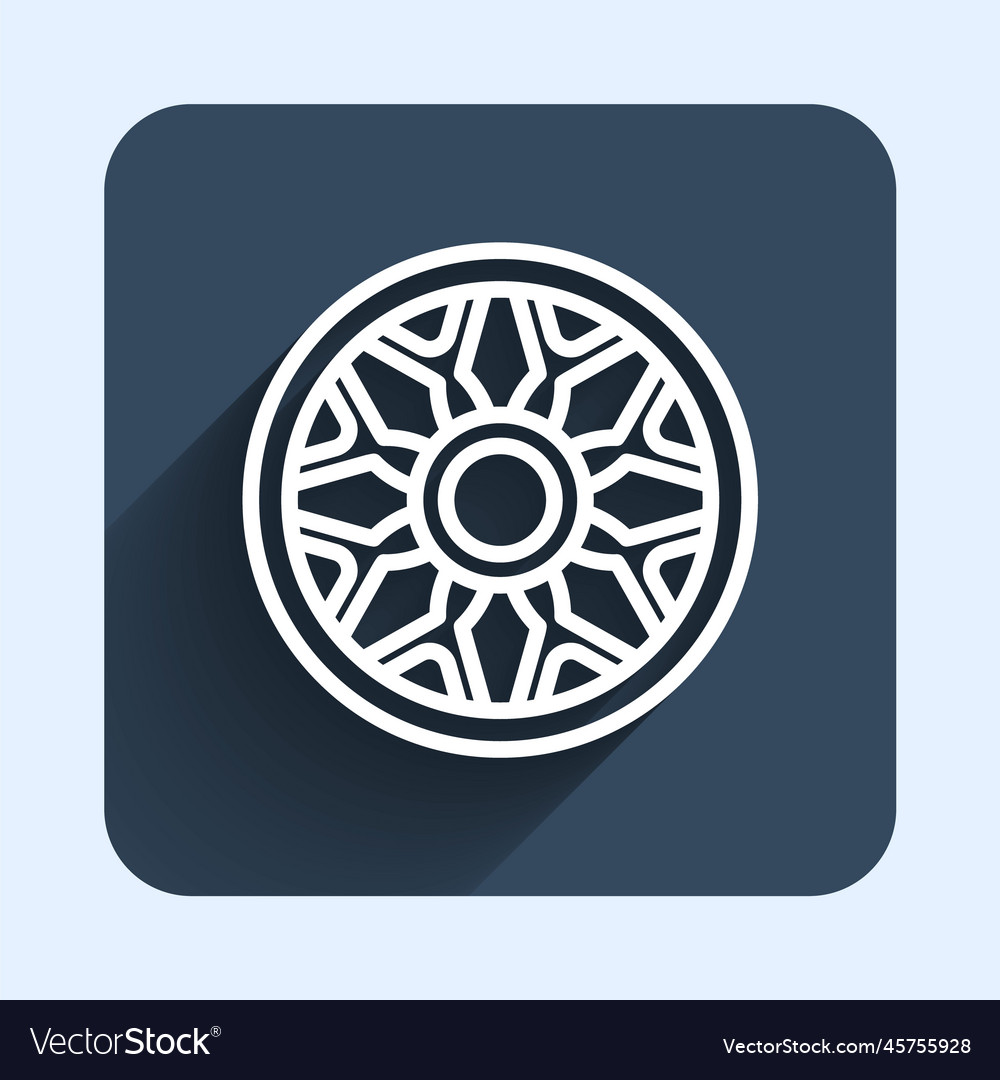 White line alloy wheel for car icon isolated Vector Image