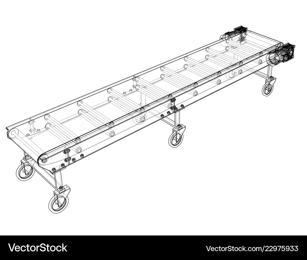 3d outline conveyor belt rendering of Royalty Free Vector