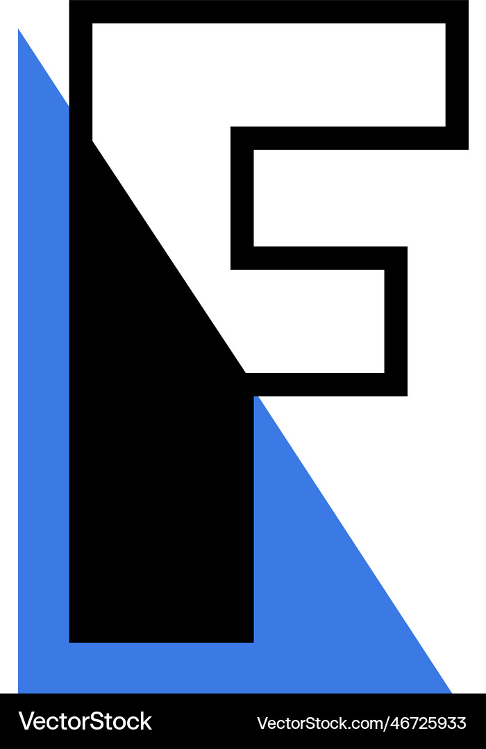 Alphabet letter f with blue triangle shape as Vector Image