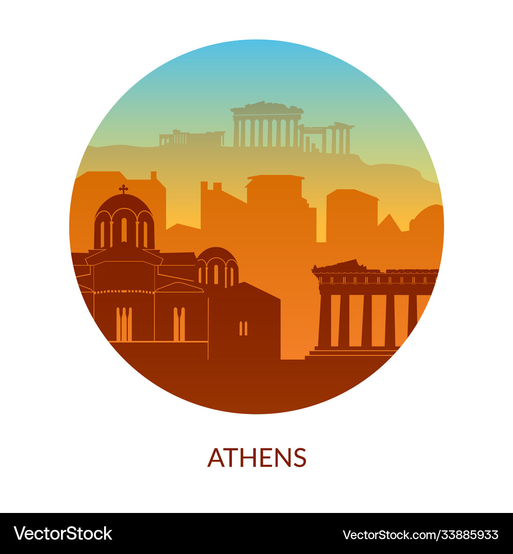 Athens greece famous city scape view background Vector Image