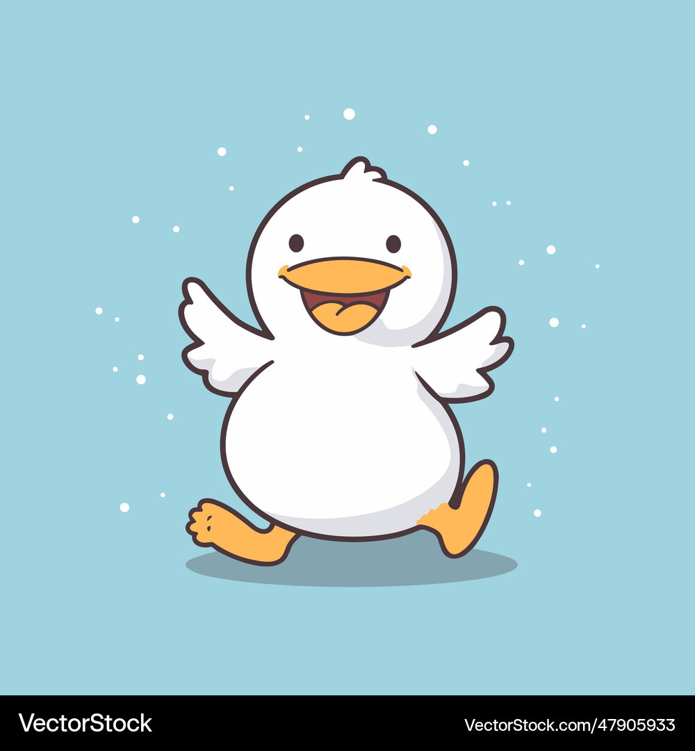 Cute white duck bird character for cartoon Vector Image