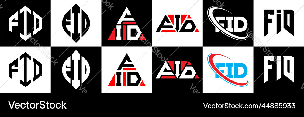 Fid letter logo design in six style polygon Vector Image