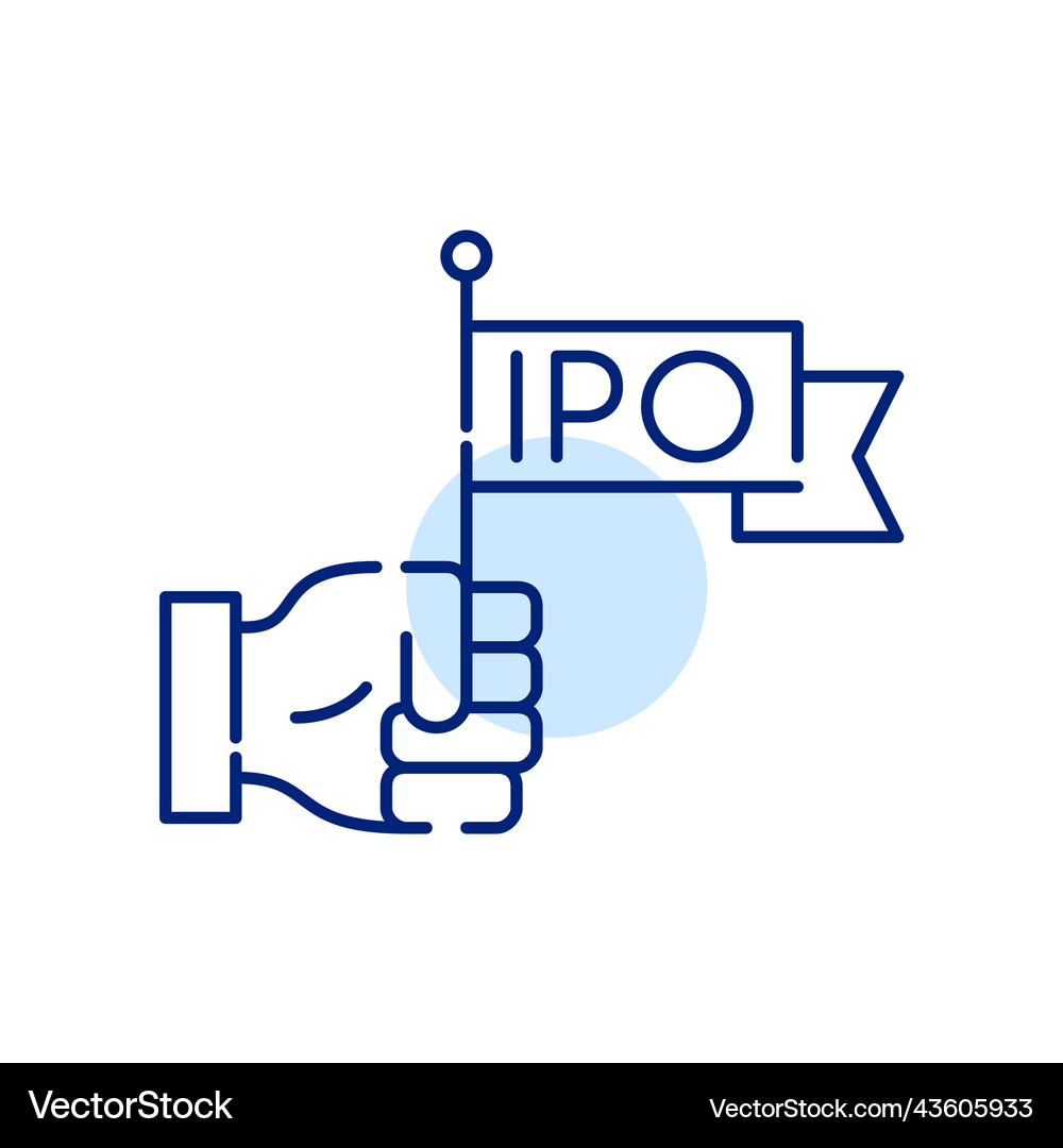 Hand holding a flag with word ipo successful Vector Image