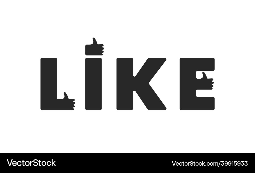 Like word poster design hands with thumbs Vector Image