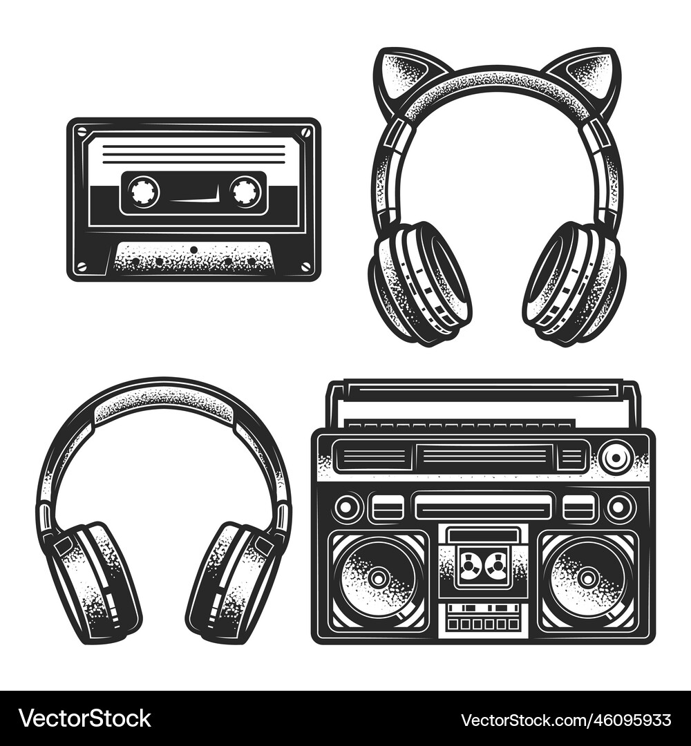 Music set in vintage style Royalty Free Vector Image