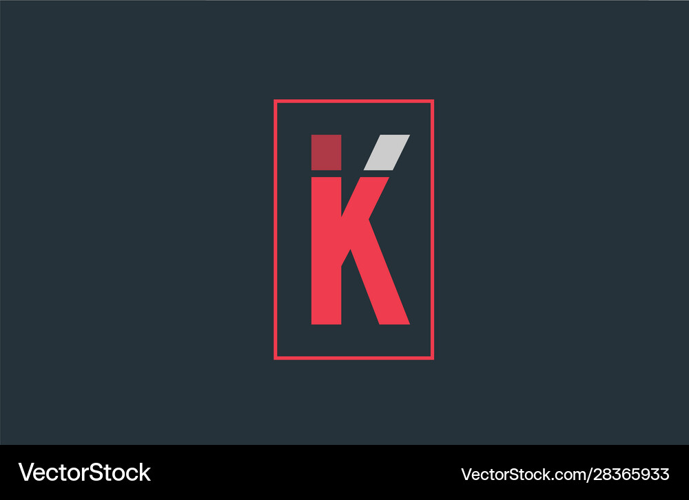 Red grey logo k alphabet letter design icon Vector Image