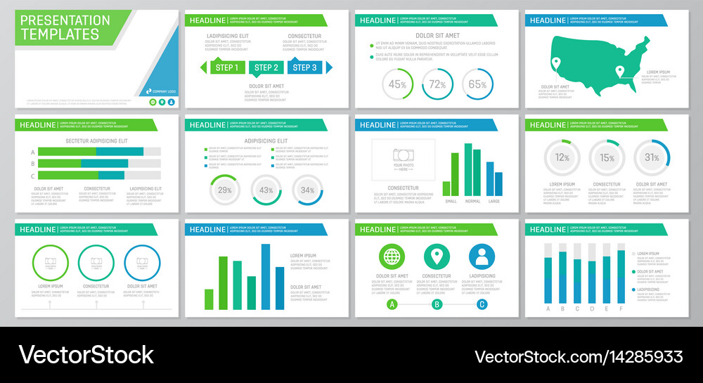 Set of green and blue elements for multipurpose Vector Image