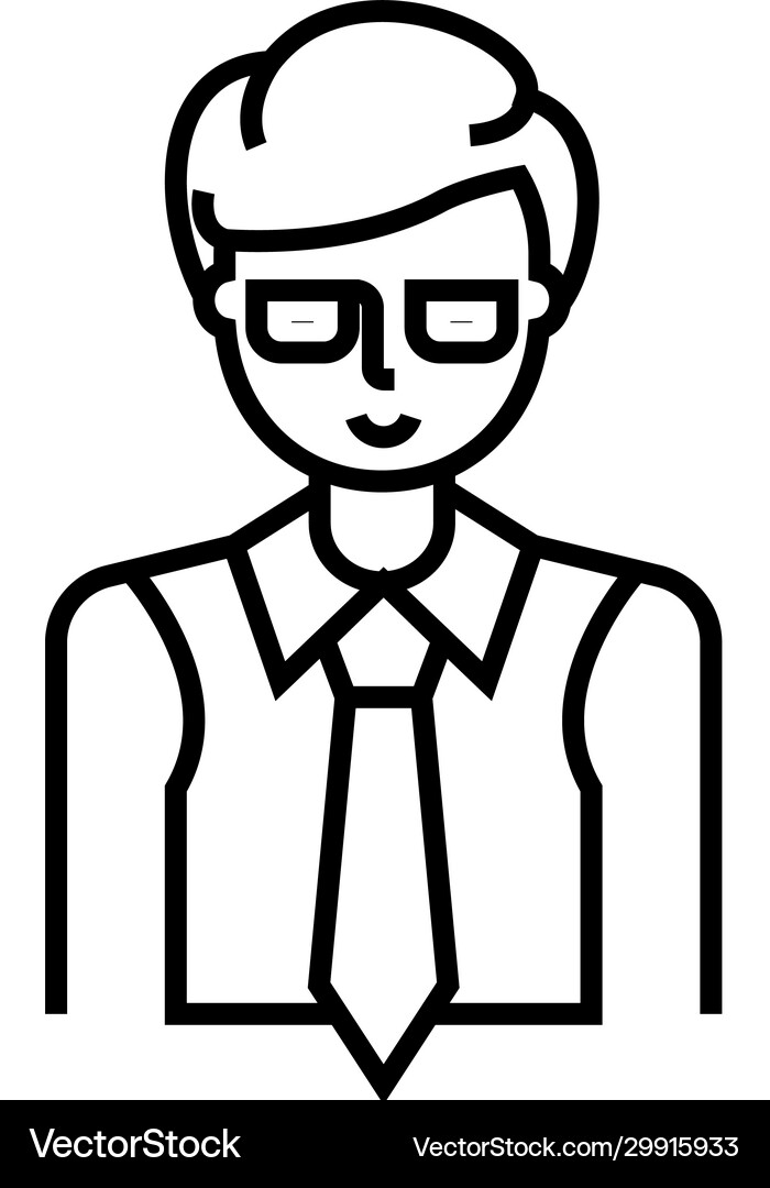 Simple worker line icon concept sign outline Vector Image