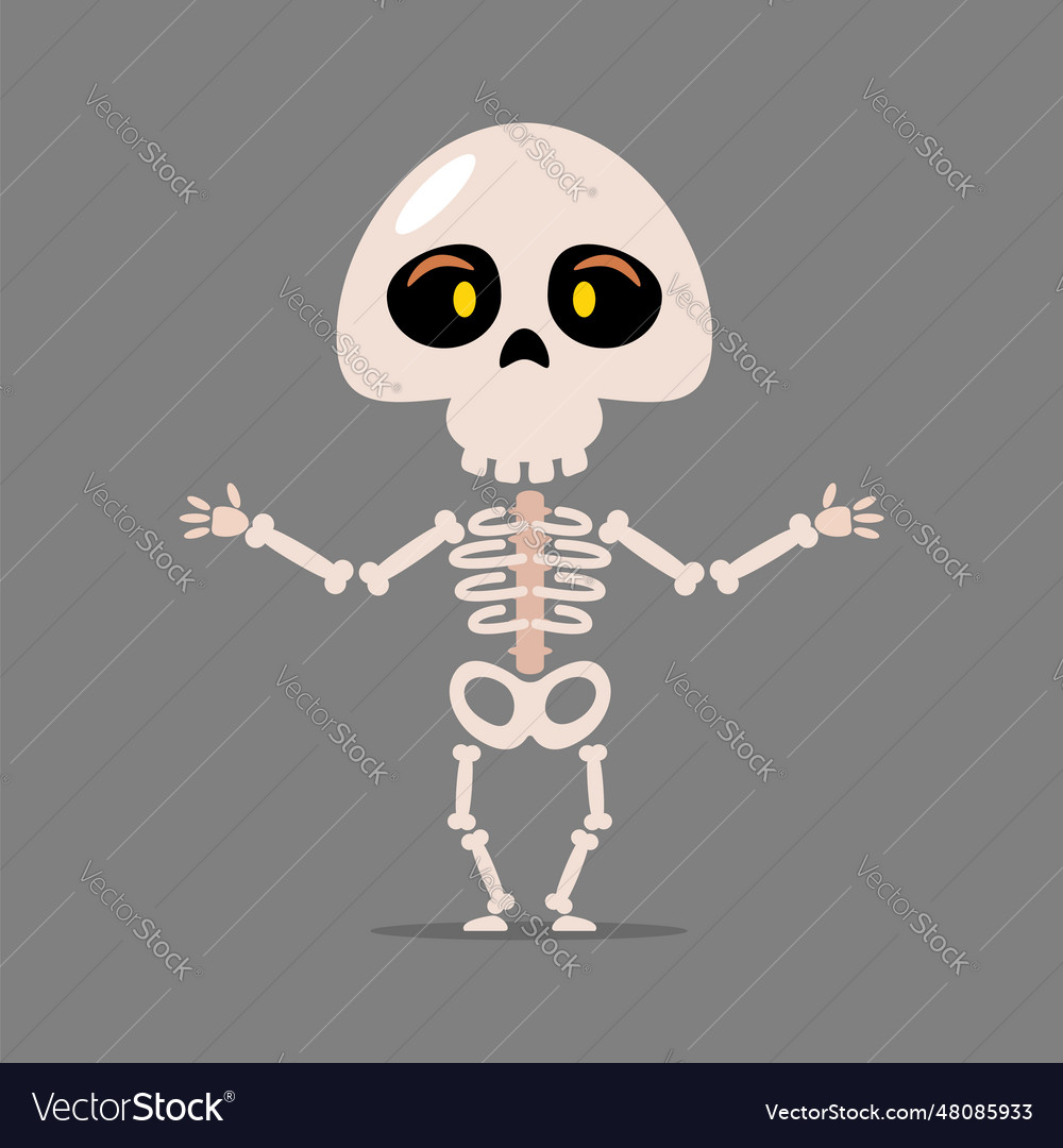 Skeleton ghost cute halloween cartoon characters Vector Image