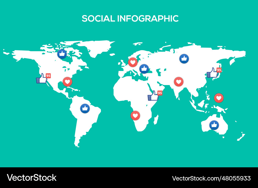 Social media map internet community business Vector Image