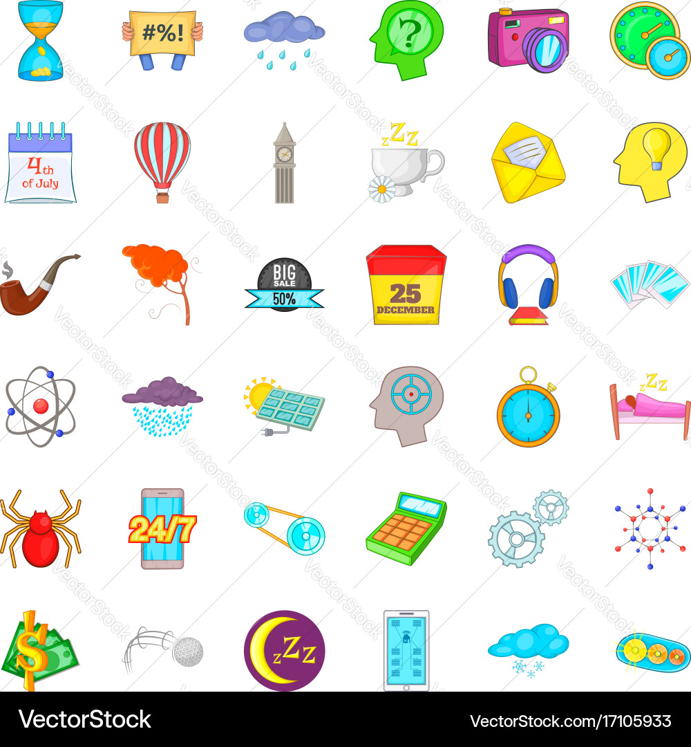 Time icons set cartoon style Royalty Free Vector Image
