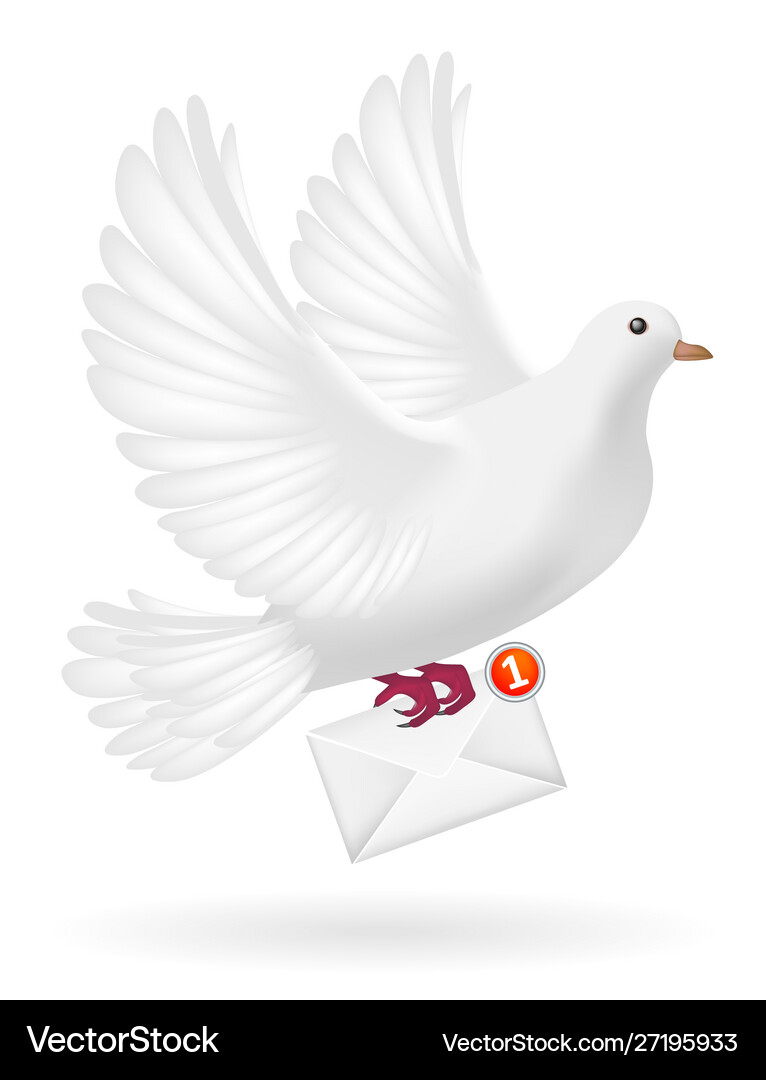 White pigeon bird sending envelope letter Vector Image