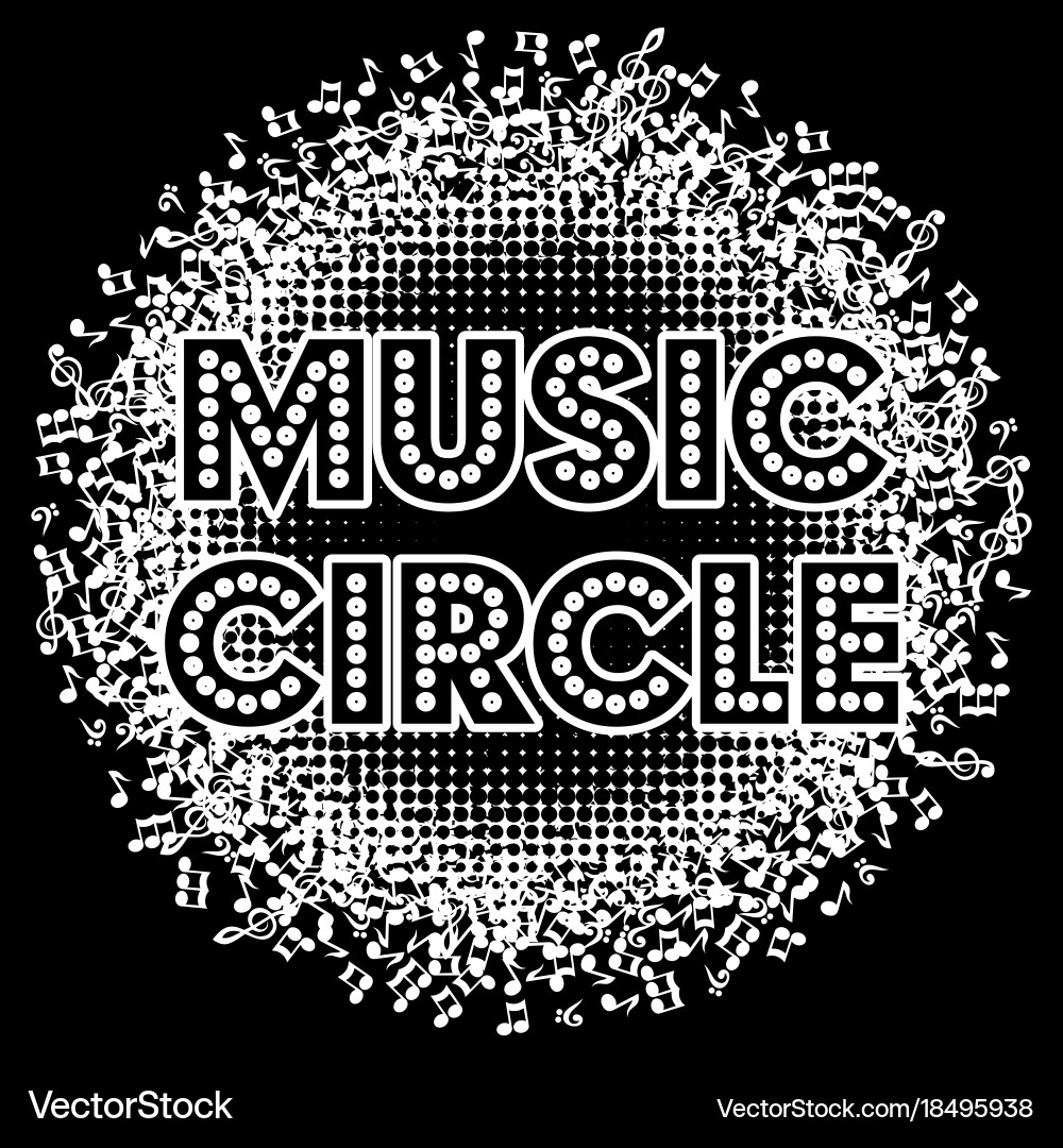 Abstract round monochrome background with music Vector Image