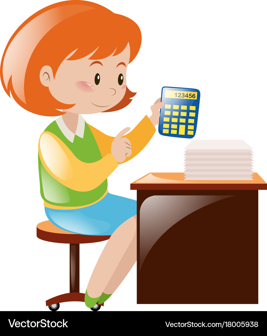 Accountant calculating numbers with calculator Vector Image