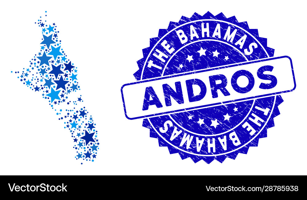 Blue star andros island bahamas map composition Vector Image