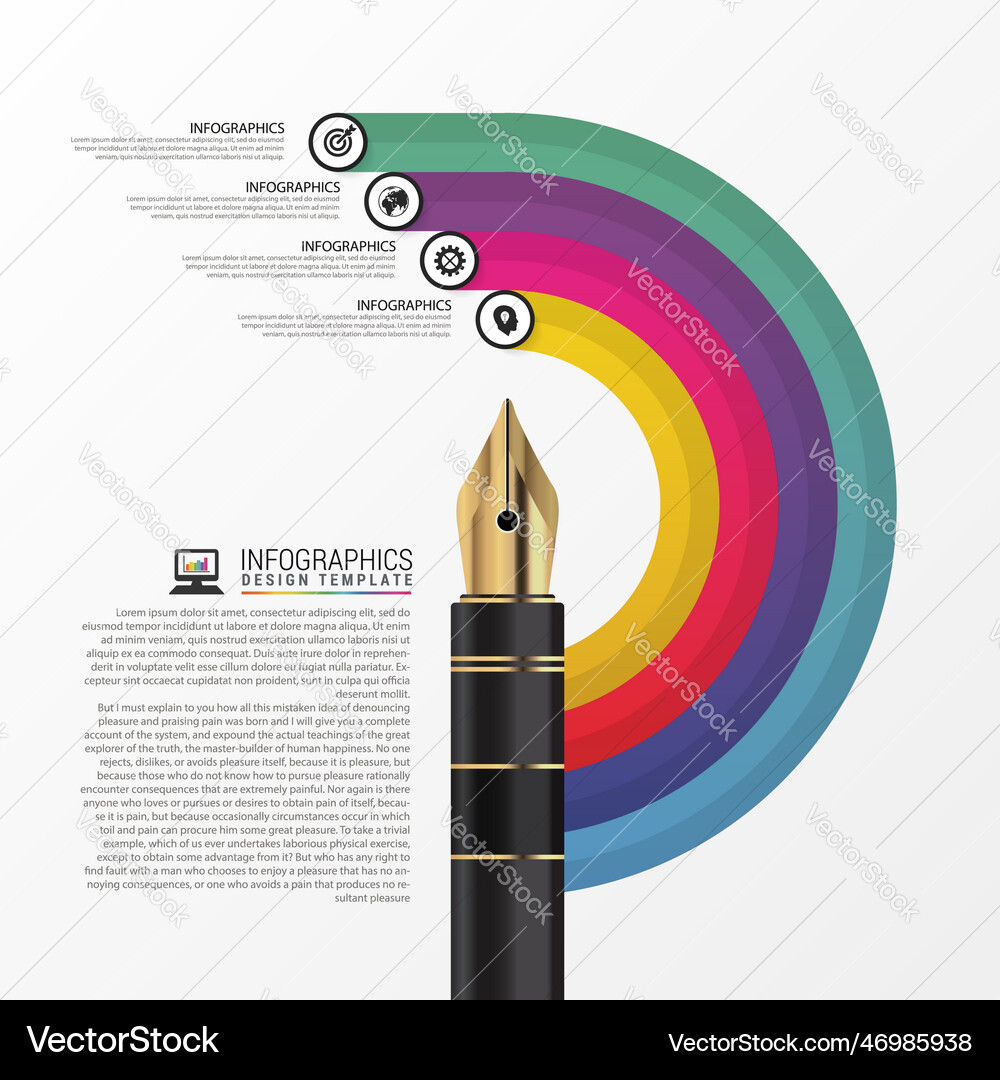 Business infographic design template with pen Vector Image