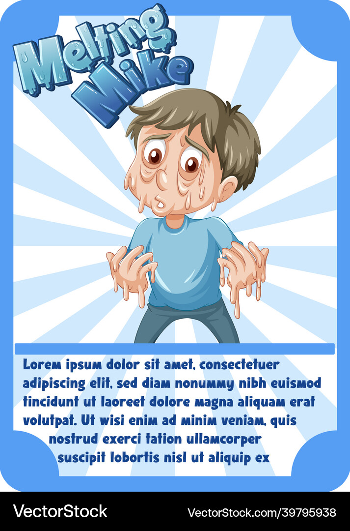 Character game card template with word melting Vector Image