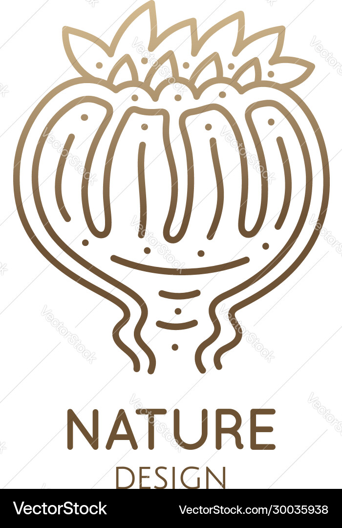 Flower bud linear logo decorative plant icon Vector Image
