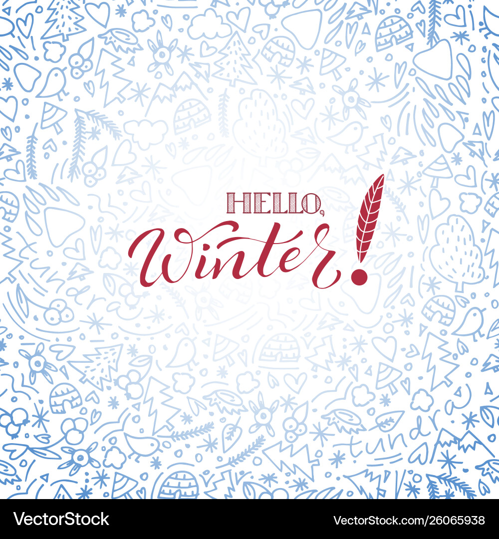 Hand drawn doodle seamless background in winter Vector Image