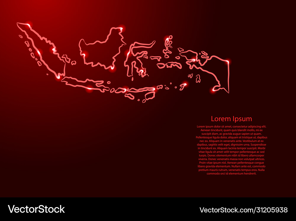 Indonesia map from contour red brush lines Vector Image